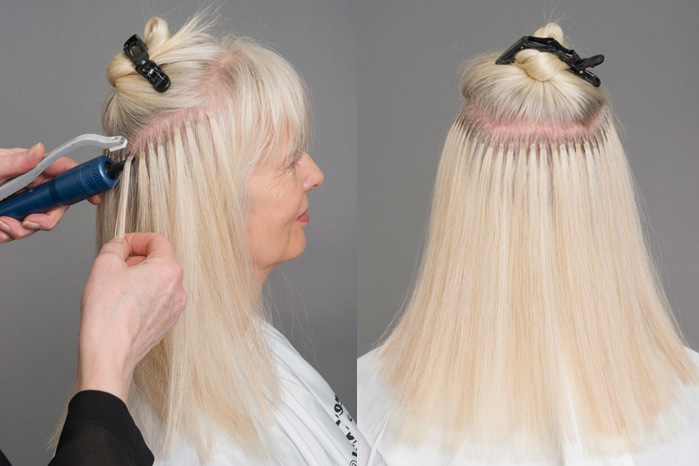 Step by Step entsteht eine Haarverdichtung